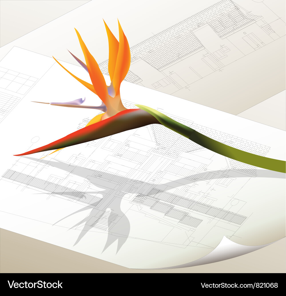 Architectural background with a flower Royalty Free Vector