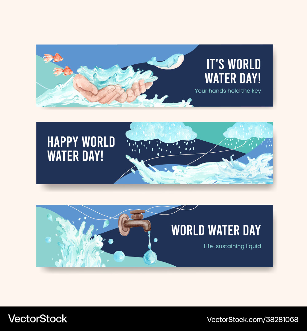 Banner template with world water day concept Vector Image