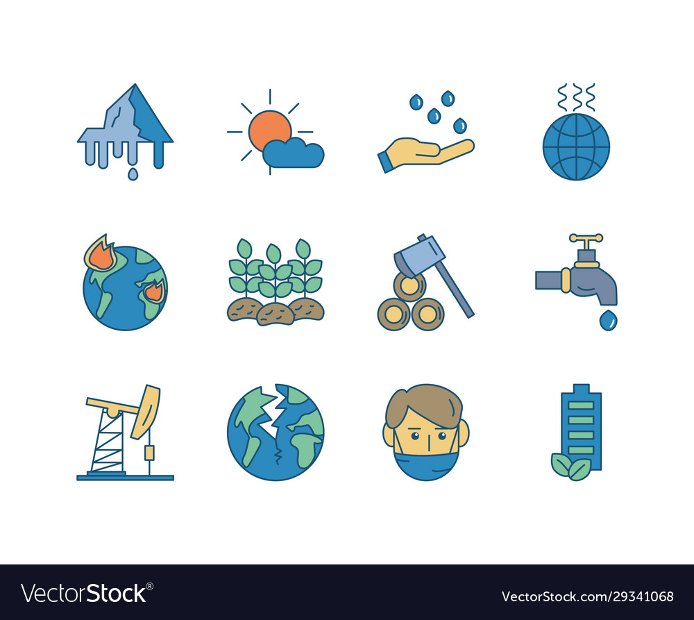 Bundle environment set icons Royalty Free Vector Image