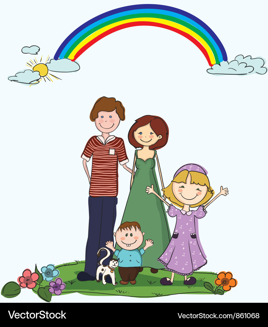 Cartoon family background Royalty Free Vector Image