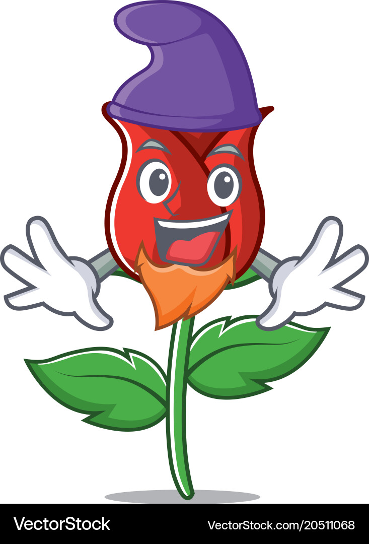 Elf red rose character cartoon Royalty Free Vector Image