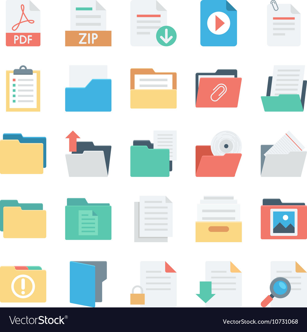 Files and Folders Icons 3 Royalty Free Vector Image