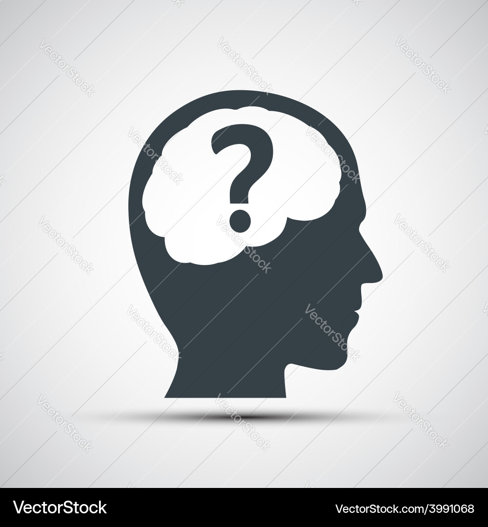 Icon of human head with a question mark Royalty Free Vector