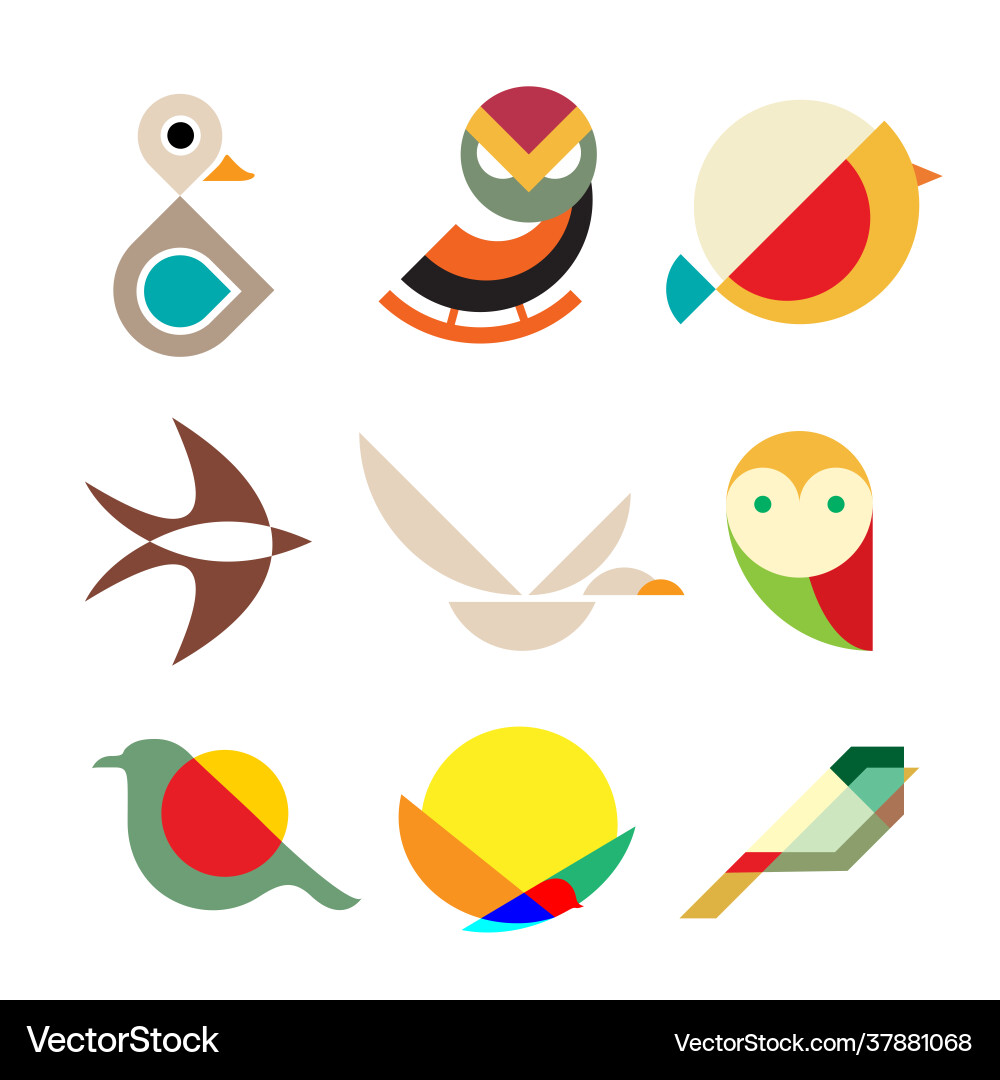 Poultry fowl bird logo set Royalty Free Vector Image