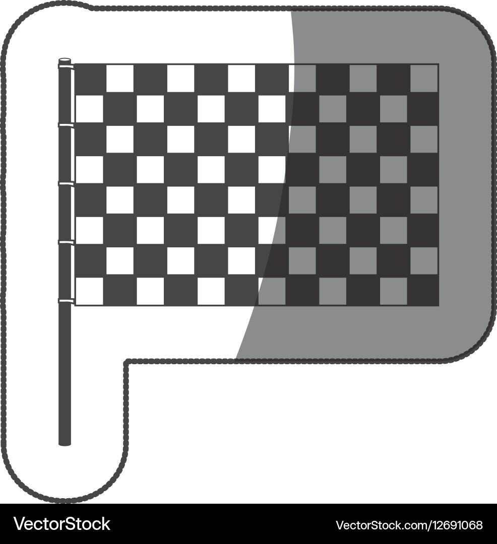 Sticker monochrome with racing flag Royalty Free Vector