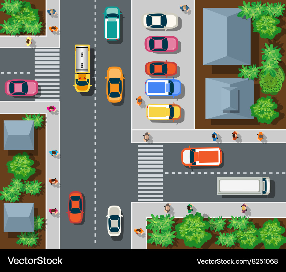 Top view of urban Royalty Free Vector Image - VectorStock