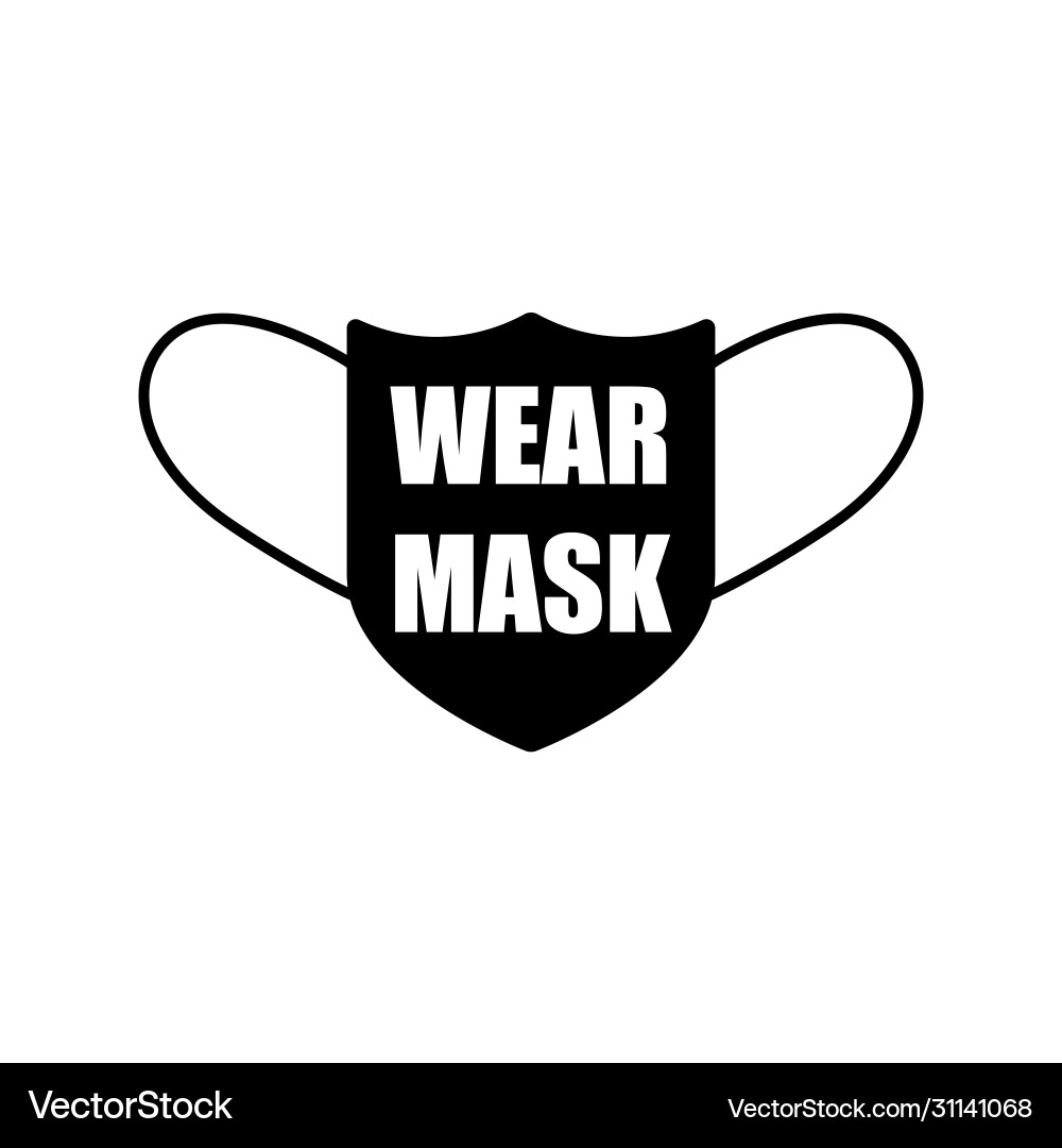 Wear face mask icon white background Royalty Free Vector
