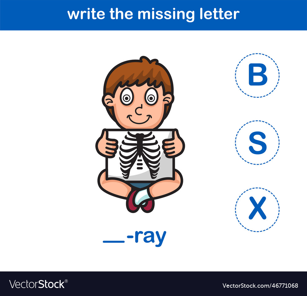 Write the missing letter Royalty Free Vector Image