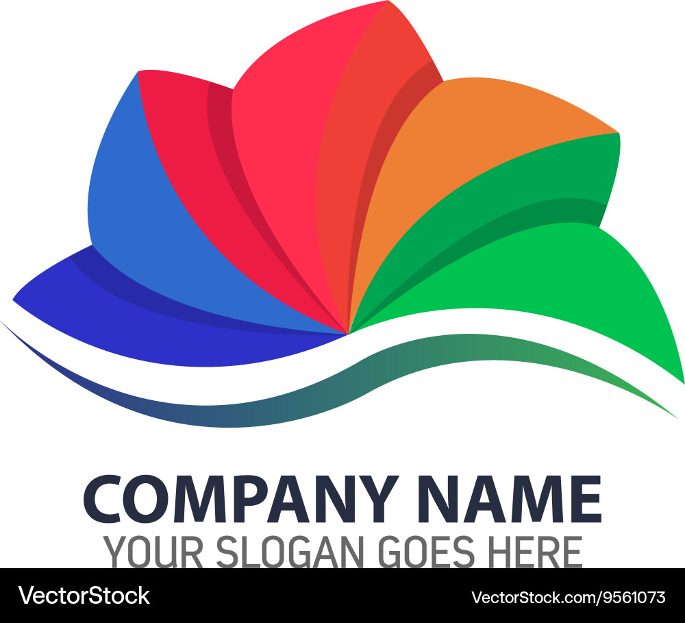 Abstract colorful leaf fan logo icon Royalty Free Vector