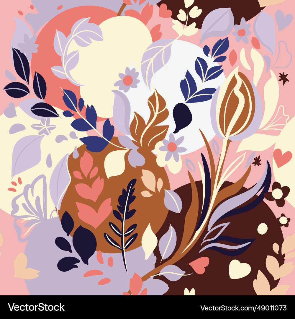Abstract seamless pattern with hand drawn flowers Vector Image