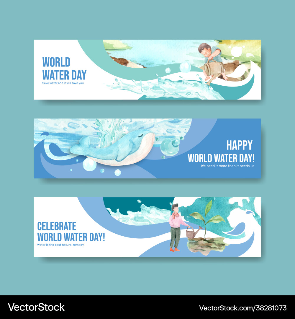 Banner template with world water day concept Vector Image