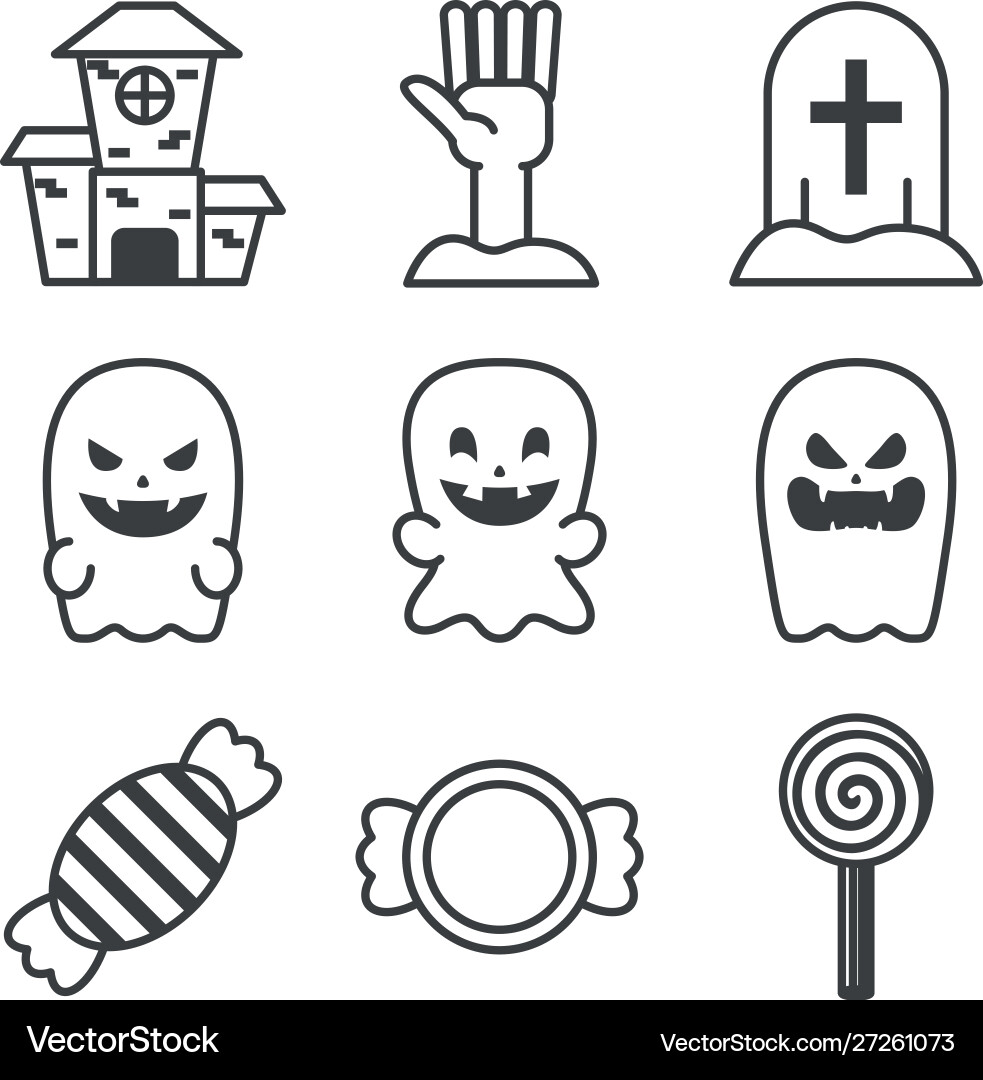 Bundle halloween icons Royalty Free Vector Image