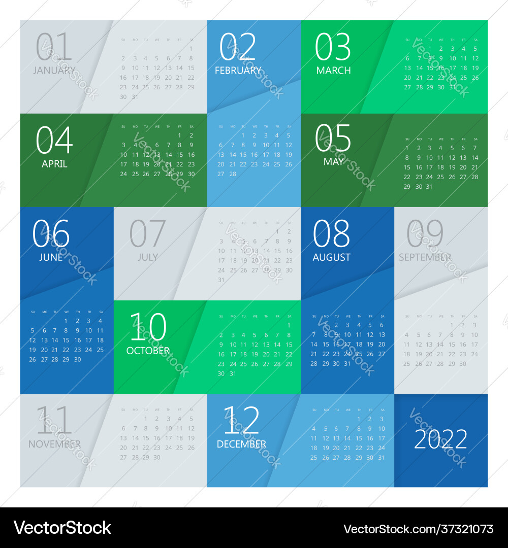 Calendar planner for 2022 template Royalty Free Vector Image