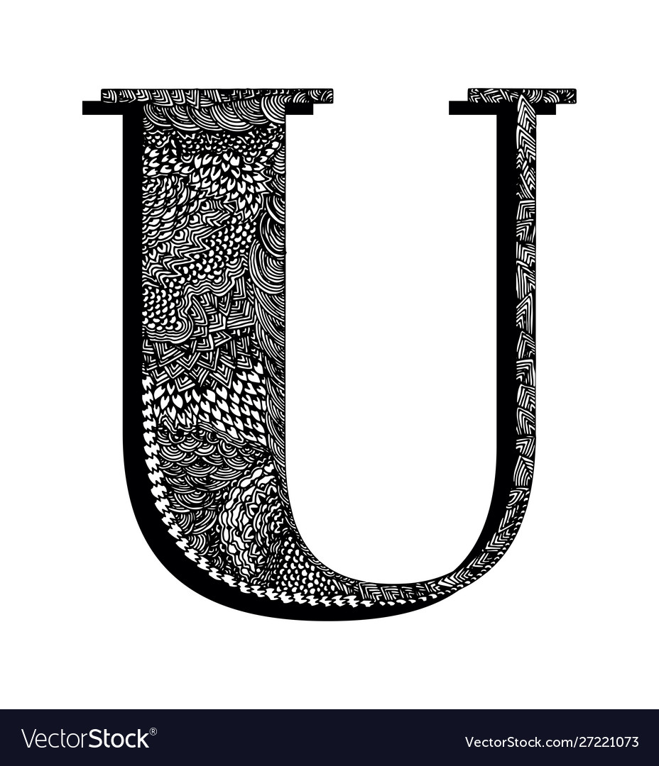 Capital letter u the original texture lines dots Vector Image