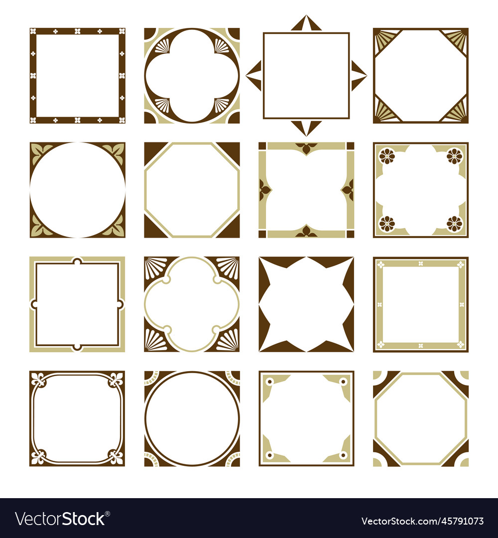 Collection of square decorative border frames Vector Image