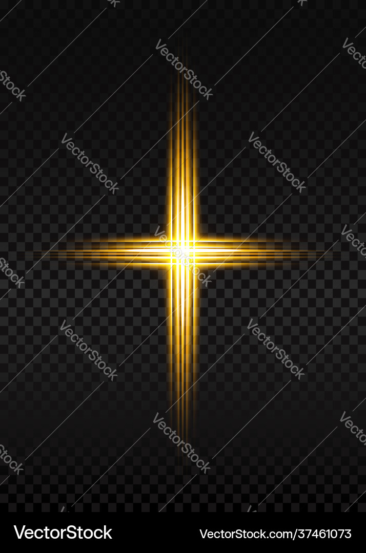 Cross light shiny with golden frame sign Vector Image