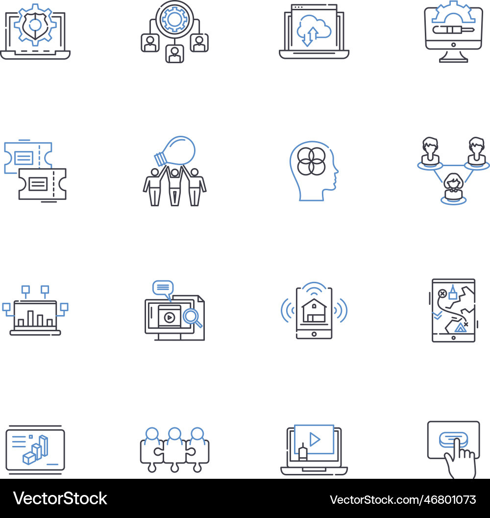 Digital strategy line icons collection analytics Vector Image