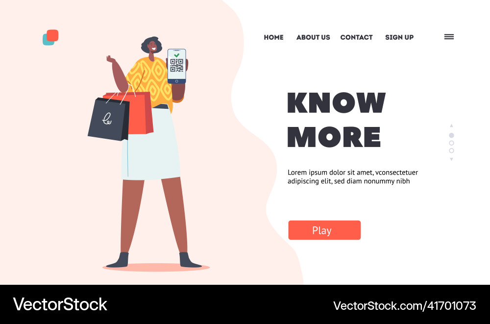 Know more landing page template african female Vector Image