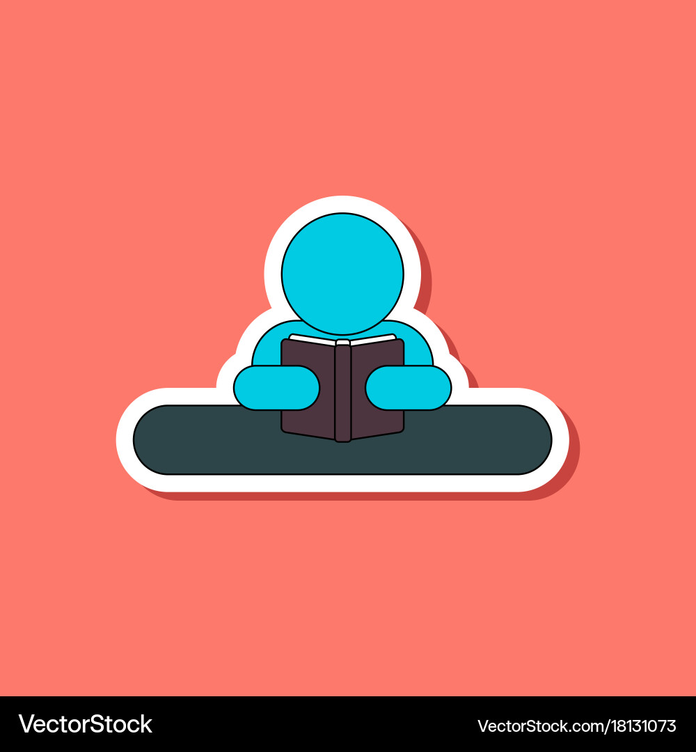 Paper sticker on stylish background man reading Vector Image