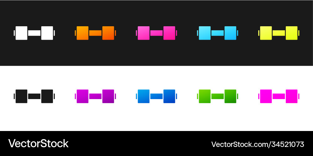 Set dumbbell icon isolated on black and white Vector Image