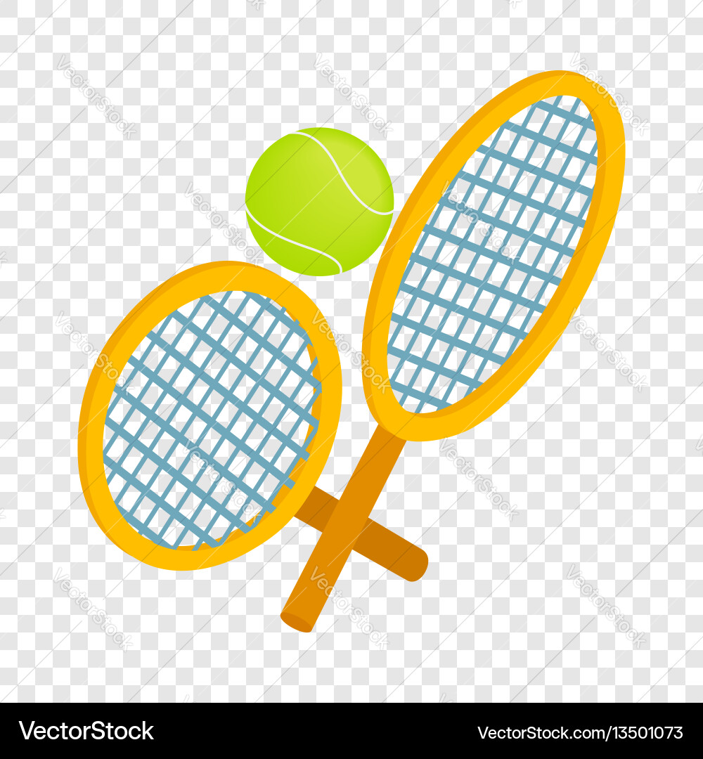 Tennis rackets with ball isometric icon Royalty Free Vector