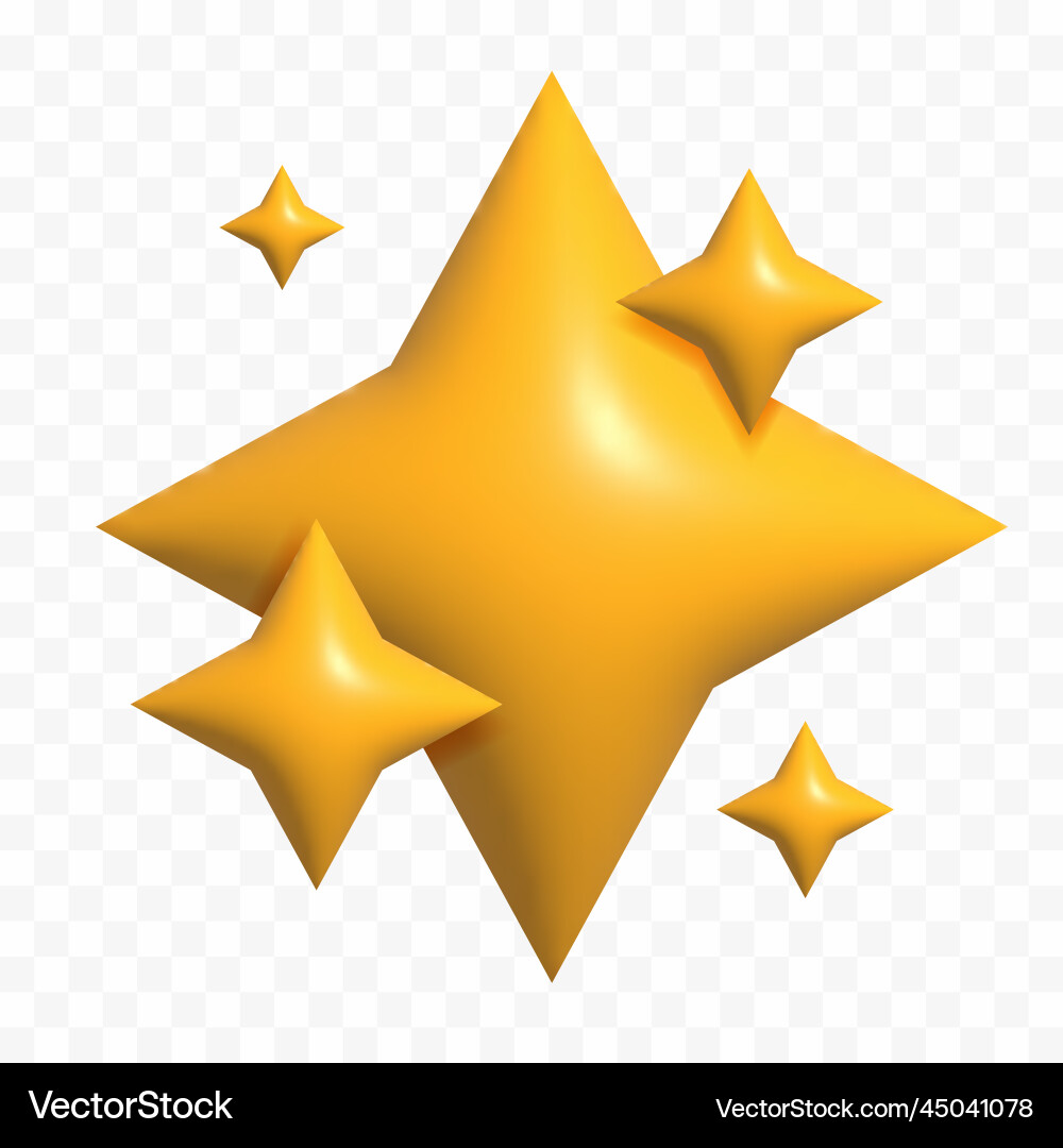 3d yellow stars sparkle firework decoration Vector Image