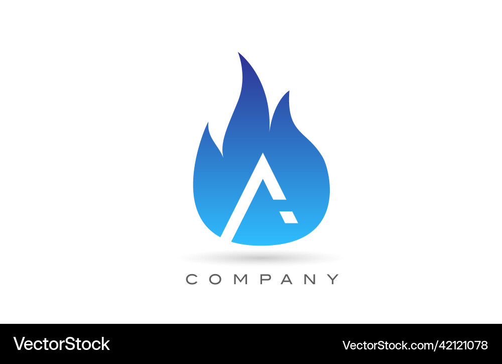 A blue fire flames alphabet letter logo design Vector Image