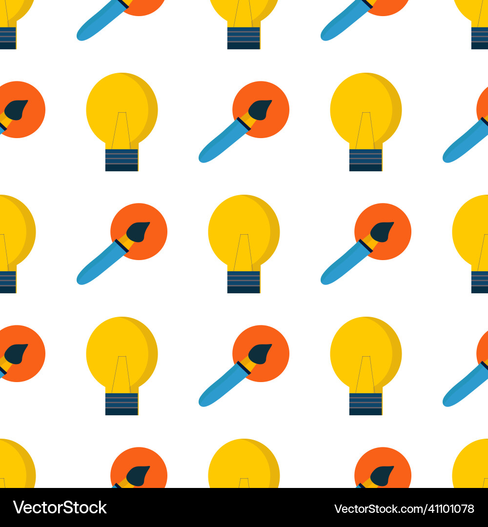 A pattern of light bulb and an artistic brush Vector Image