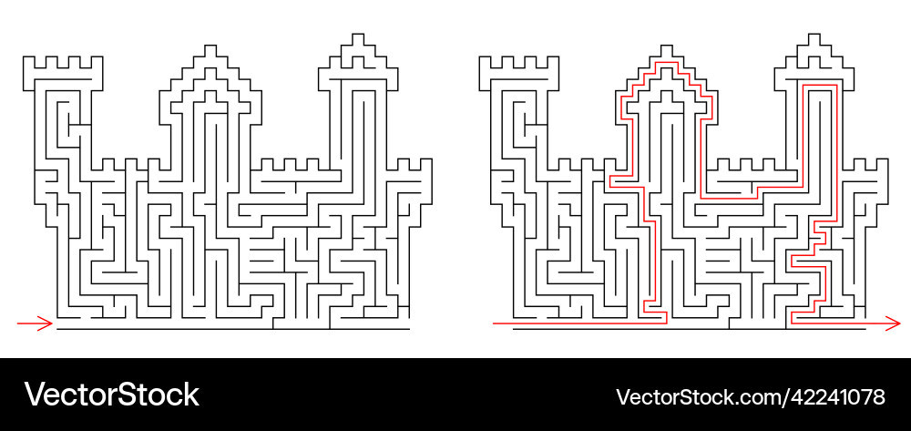 Brick castle labyrinth maze inside fortress Vector Image
