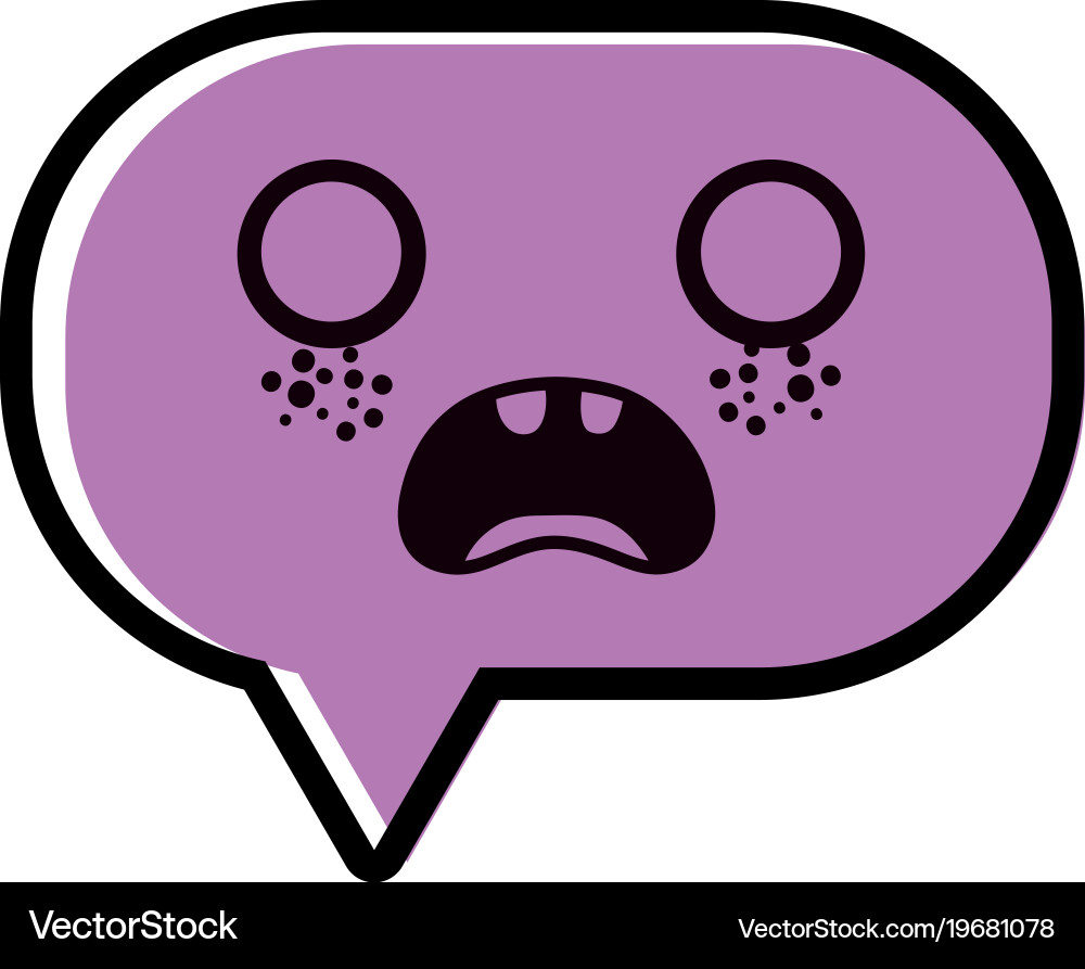 Color scared chat bubble kawaii cartoon Royalty Free Vector