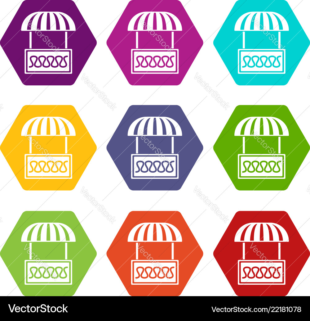 Commercial stall icons set 9 Royalty Free Vector Image