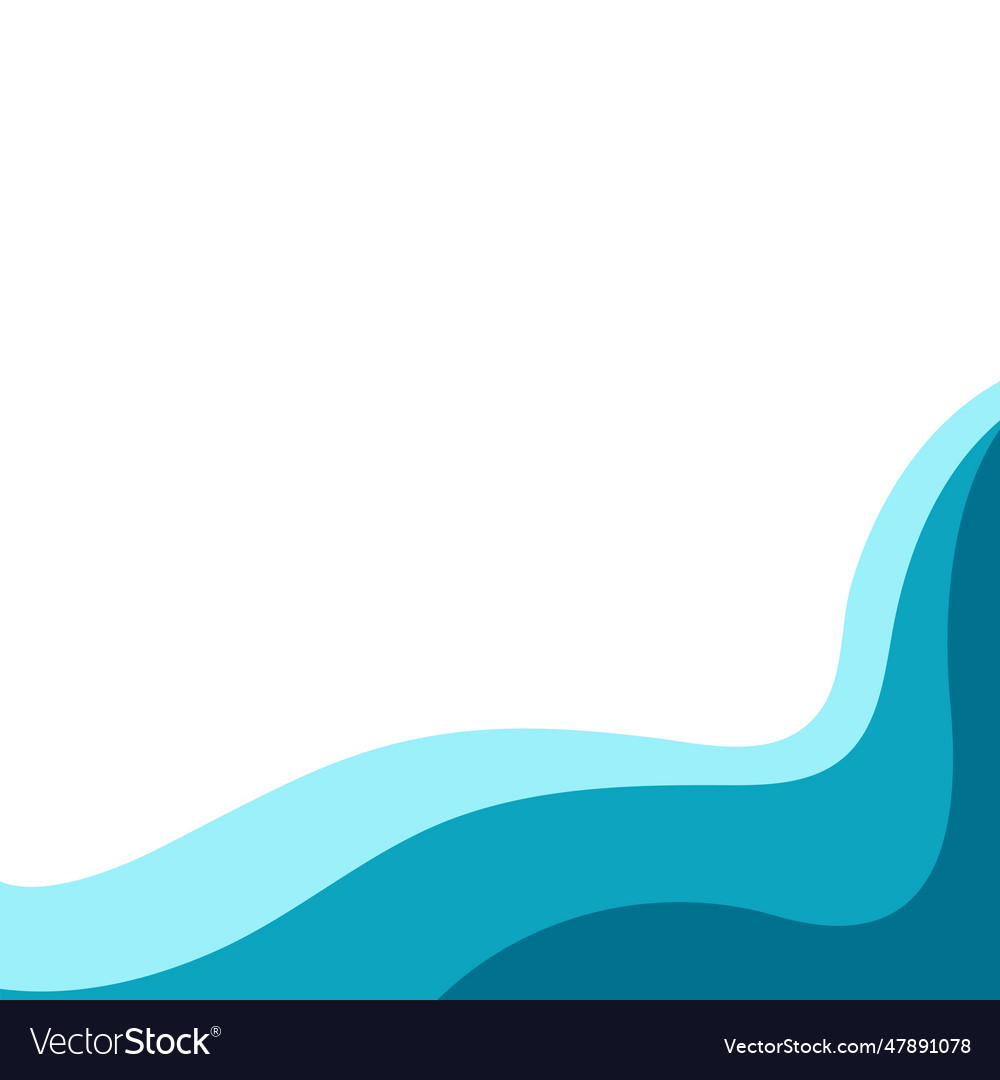 Corner frame water design elements isolate waves Vector Image