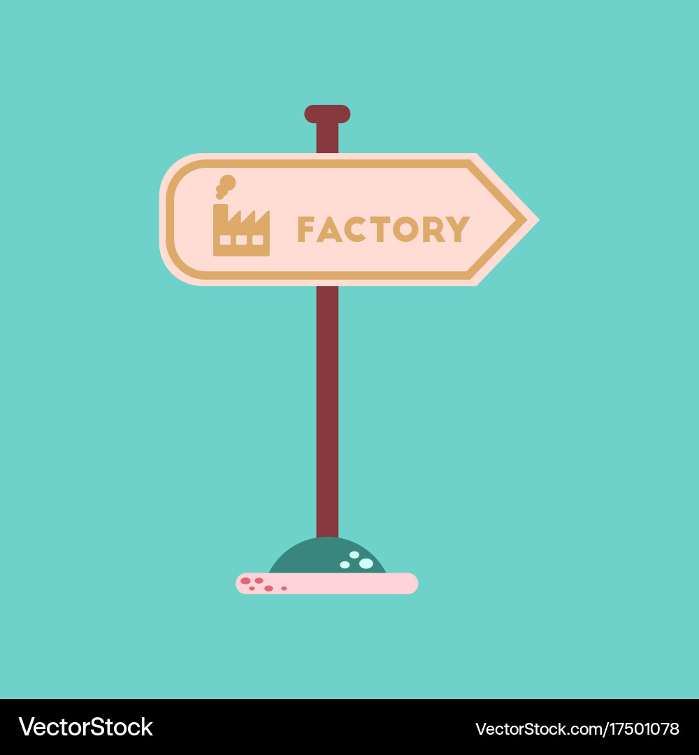Flat icon on background sign factory Royalty Free Vector