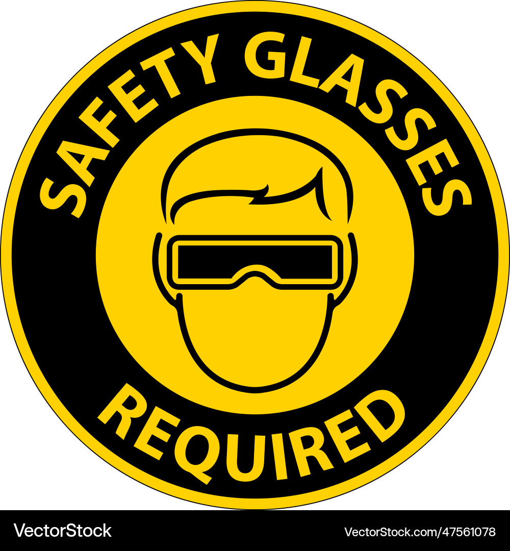 Floor sign safety glasses required Royalty Free Vector Image