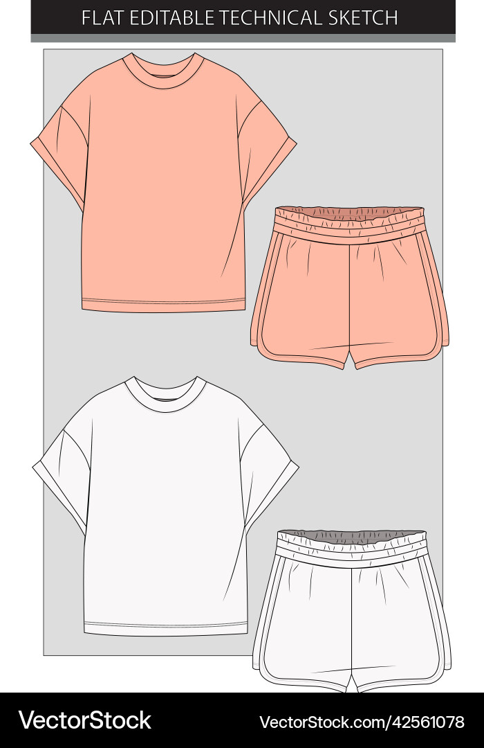 Girls top shorts set file Royalty Free Vector Image