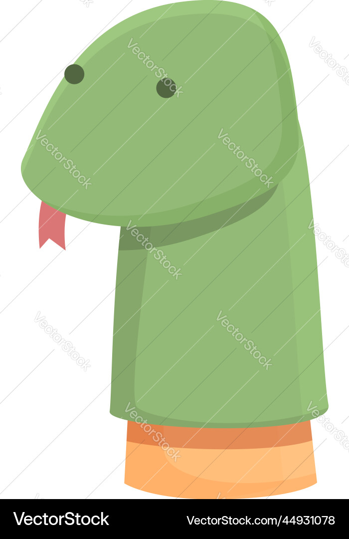 Green snake puppet icon cartoon show Royalty Free Vector