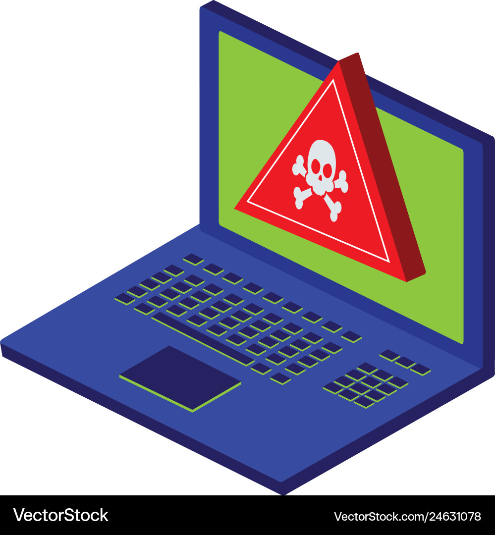 Laptop with alert signal Royalty Free Vector Image