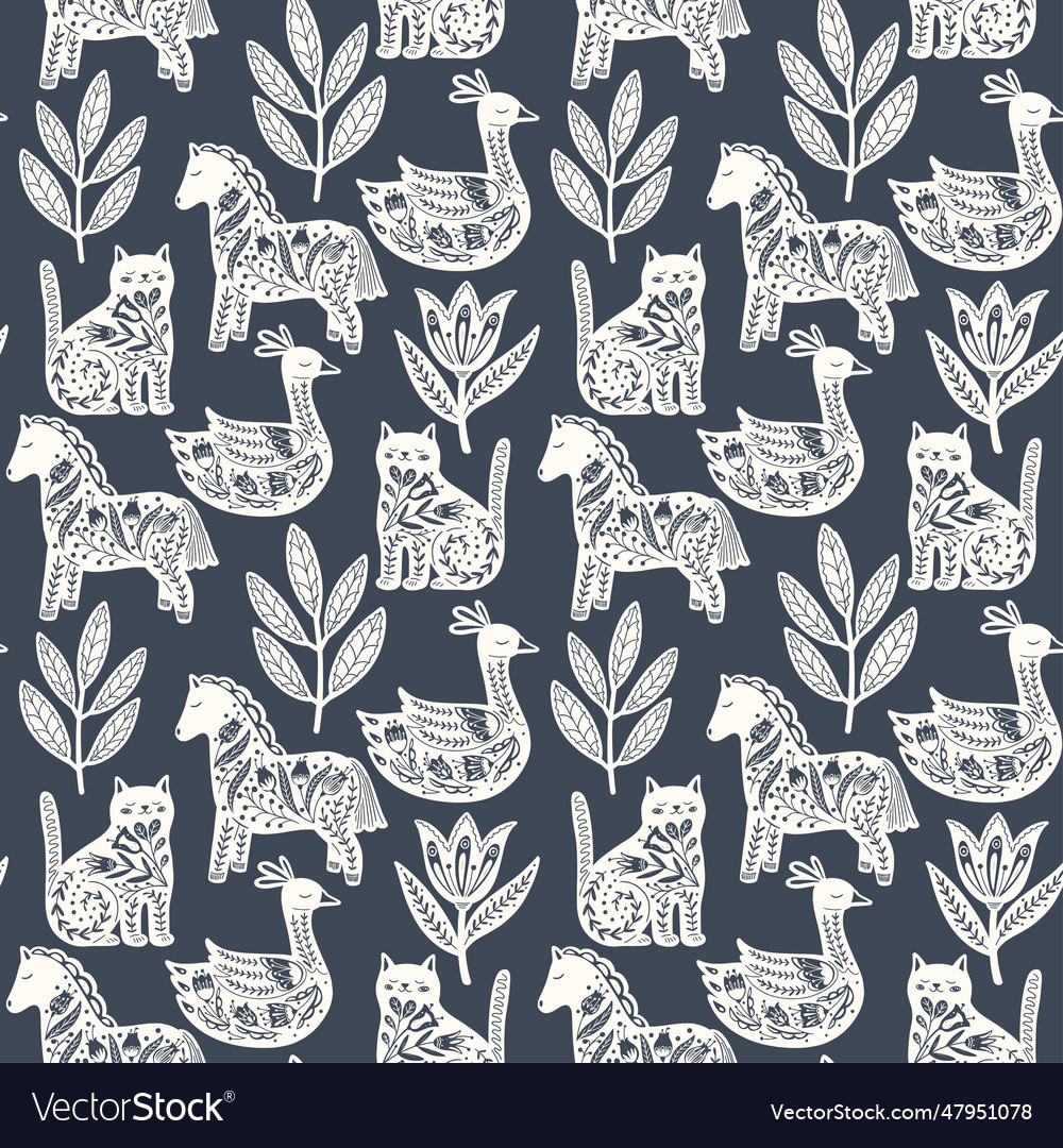 Scandi animals pattern Royalty Free Vector Image