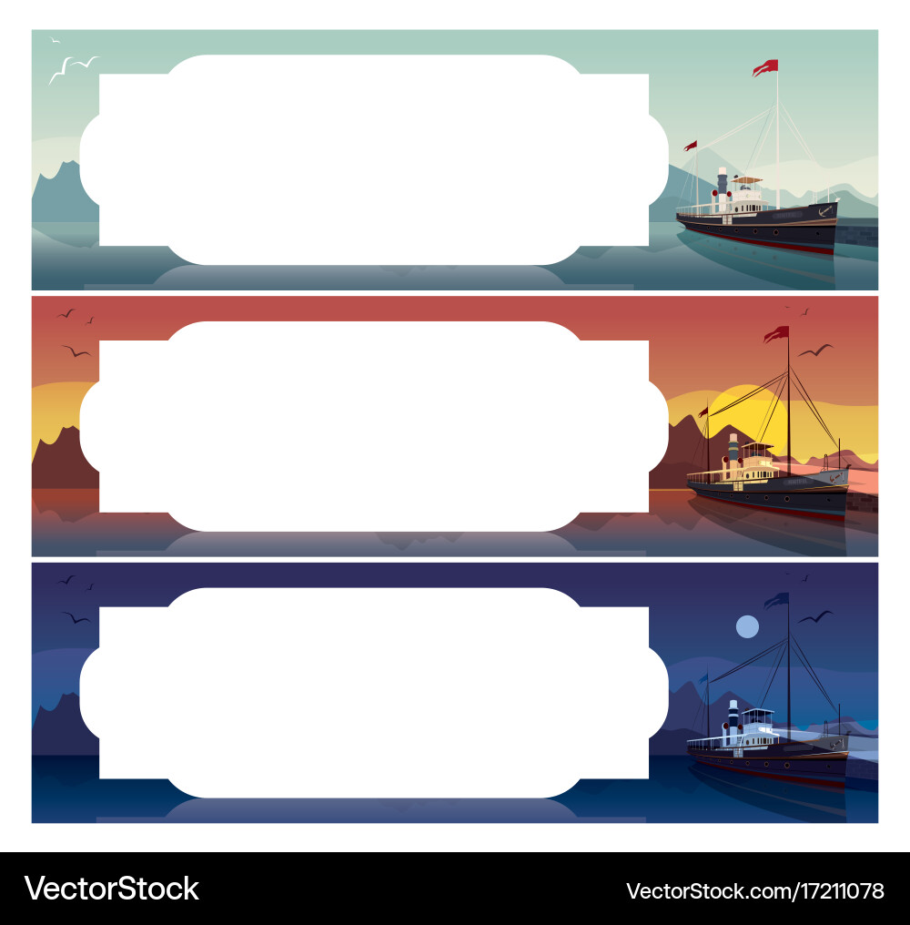 Set of horizontal templates with old ship Vector Image