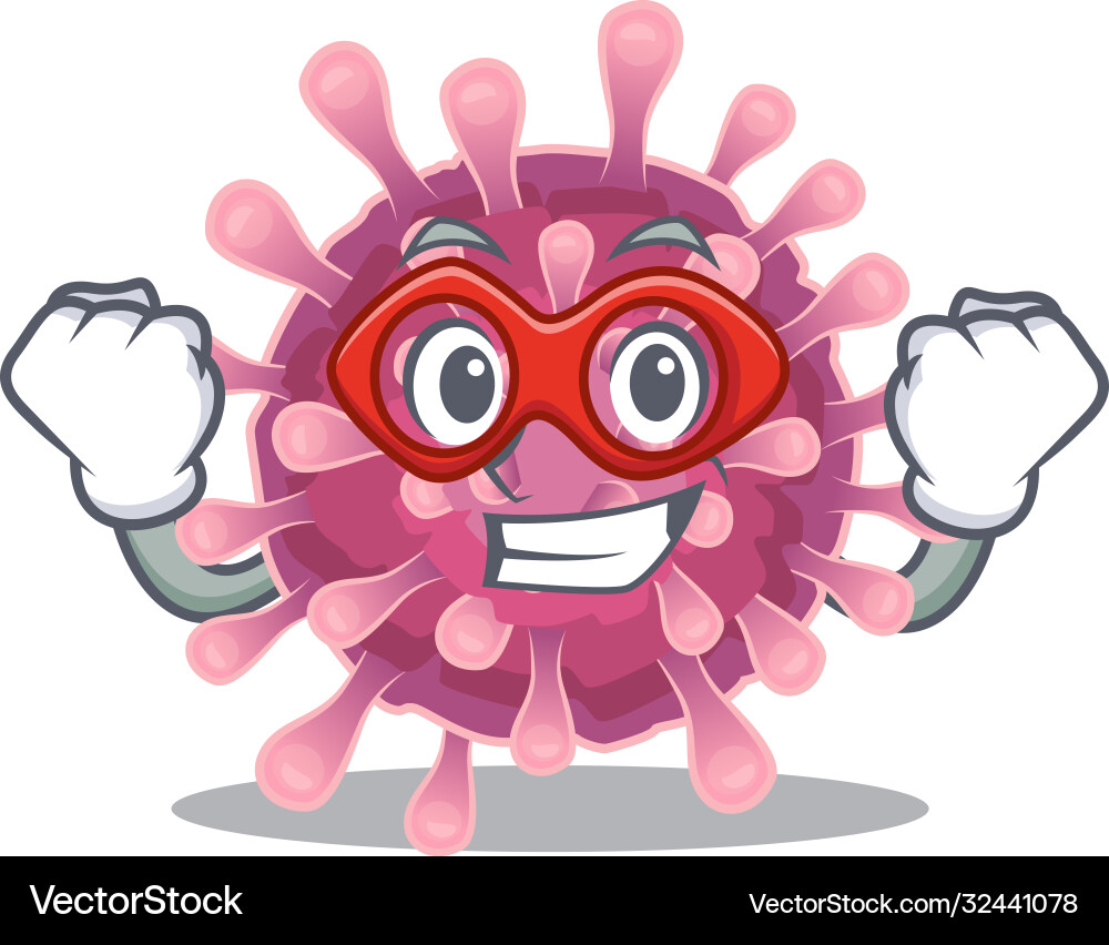 Smiley mascot corona virus dressed as a super Vector Image