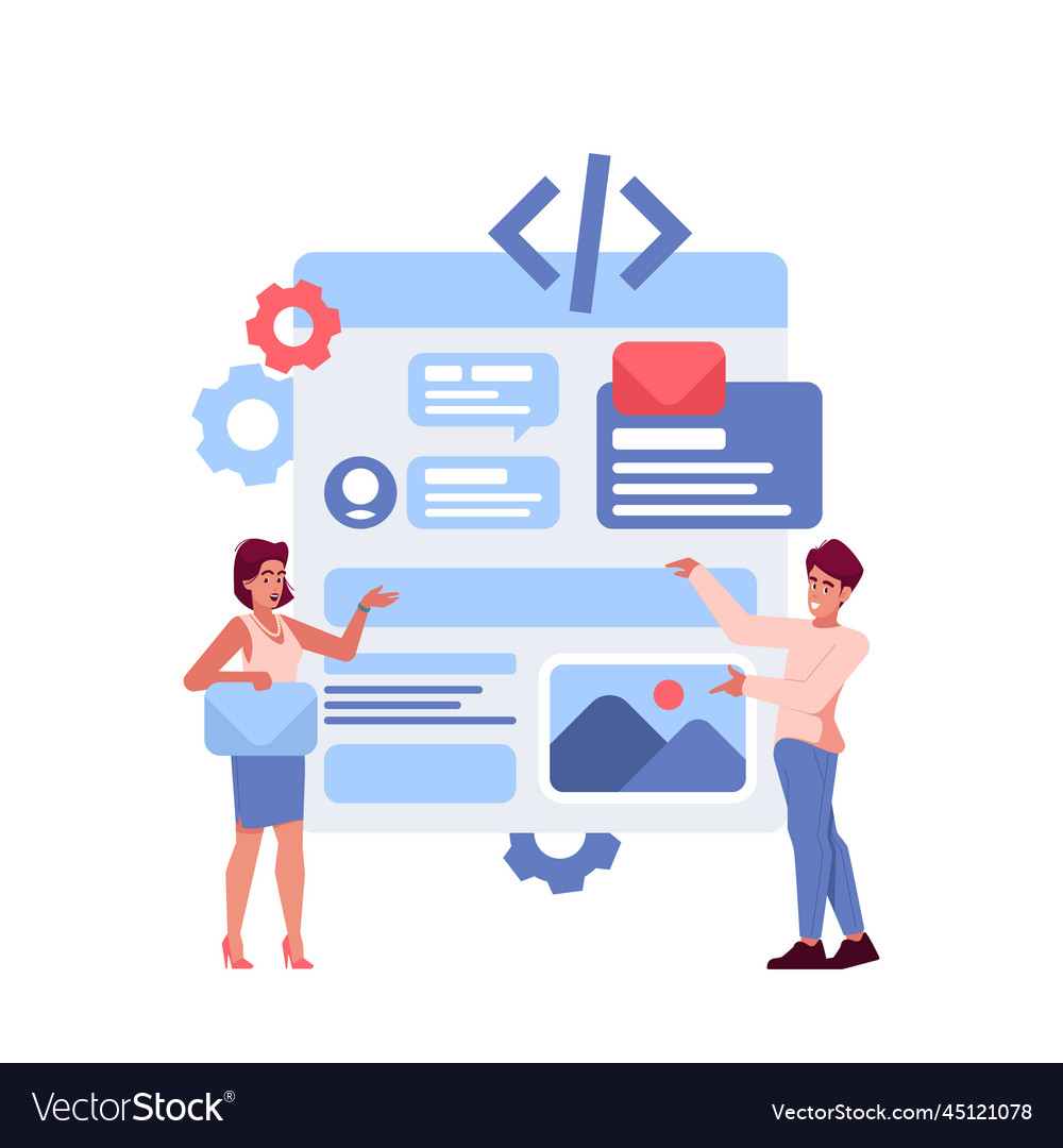 Ui ux designer characters working on website Vector Image