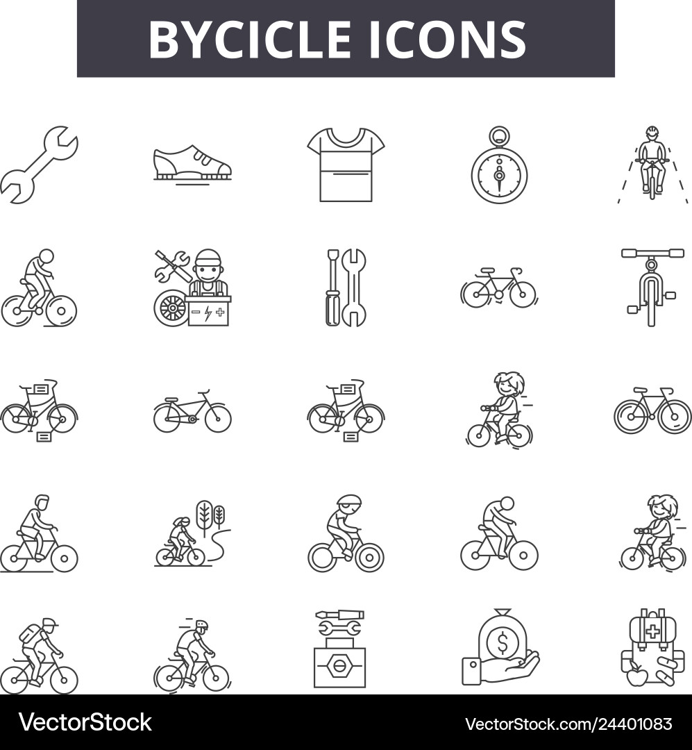 Bycicle line icons for web and mobile design Vector Image