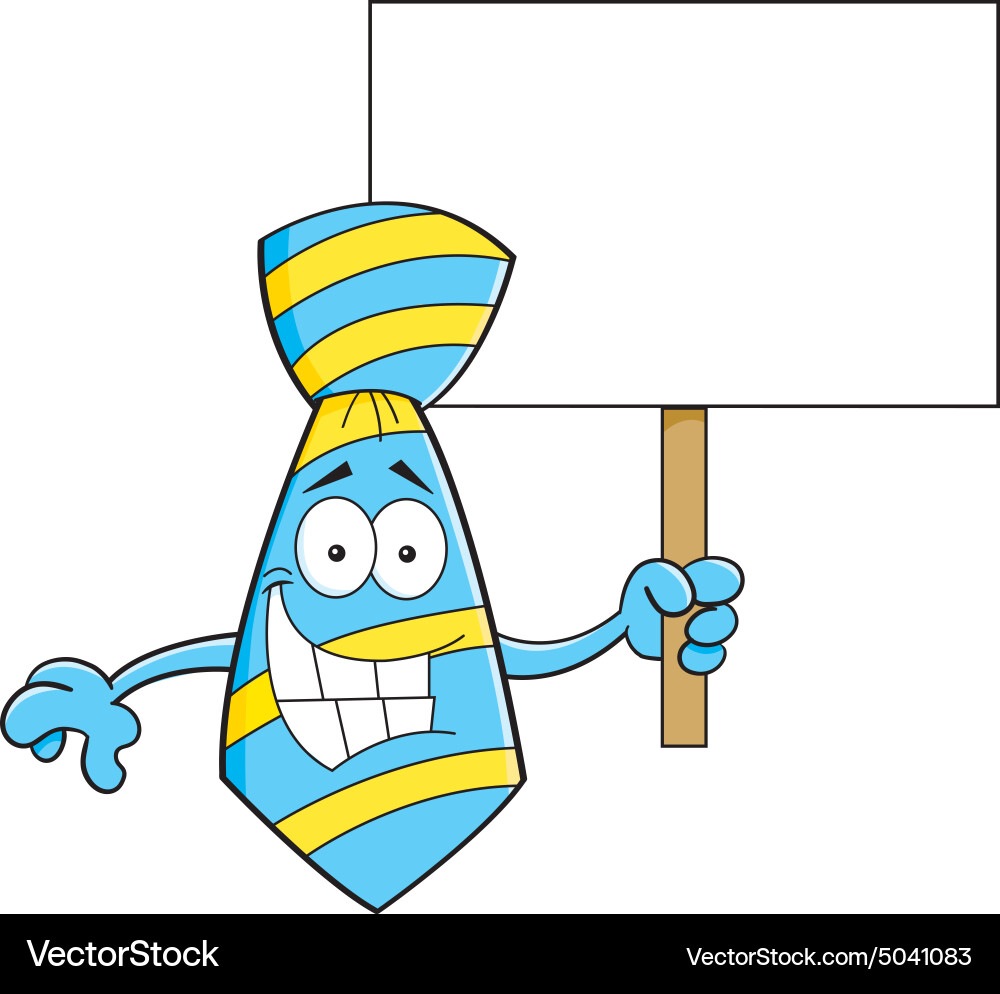 Cartoon tie holding a sign Royalty Free Vector Image