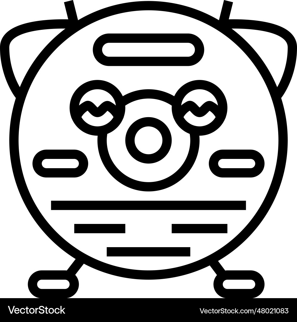 Cd disc retro music character line icon Royalty Free Vector