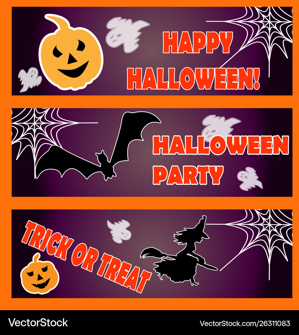 Happy halloween banner set design elements Vector Image
