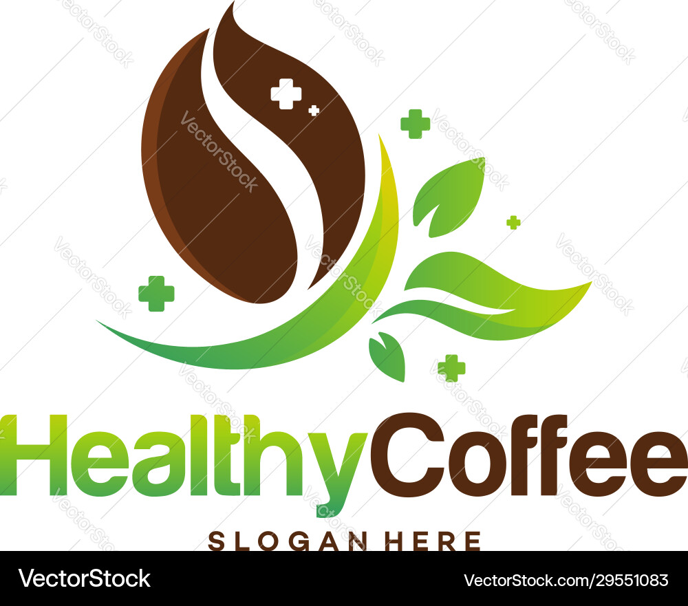 Healthy coffee logo designs concept natural Vector Image