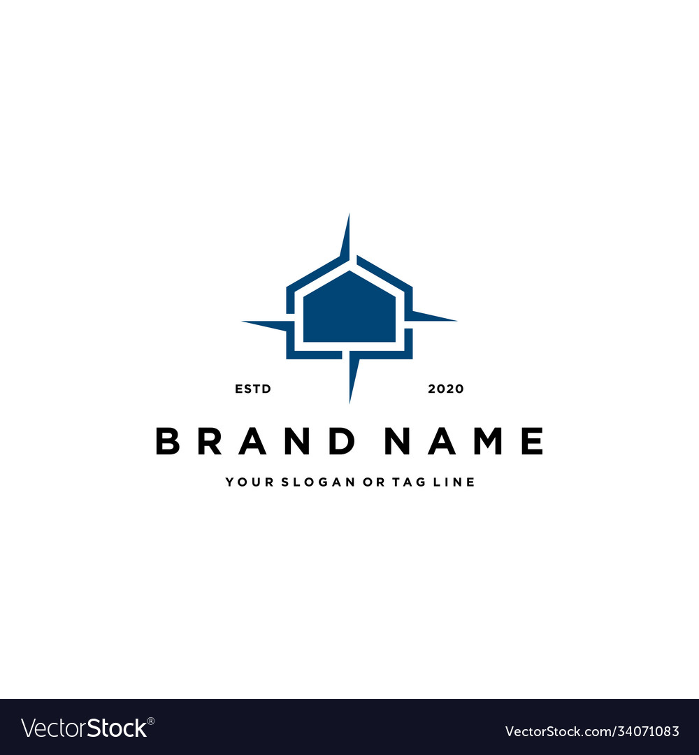 Home Compass Design Logo Concept Royalty Free Vector Image