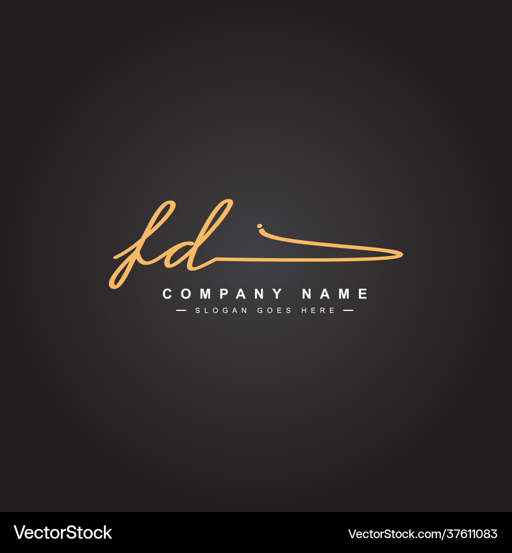 Initial letter fd logo - handwritten signature Vector Image