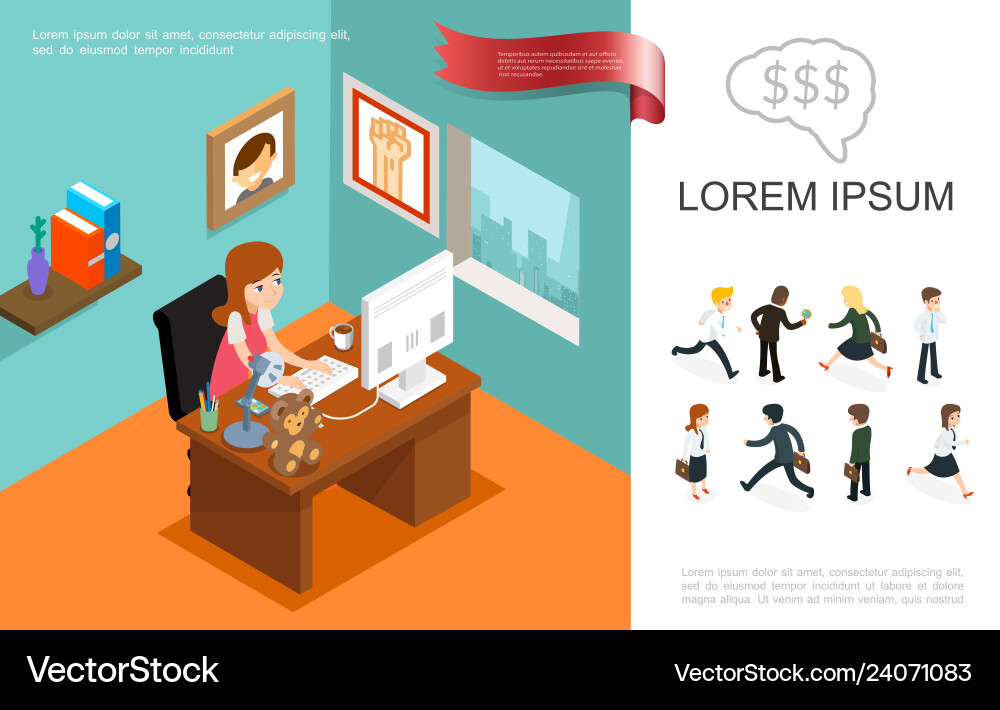 Isometric business colorful concept Royalty Free Vector