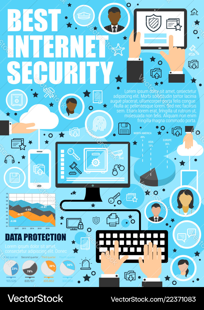 Secure online data internet security Royalty Free Vector